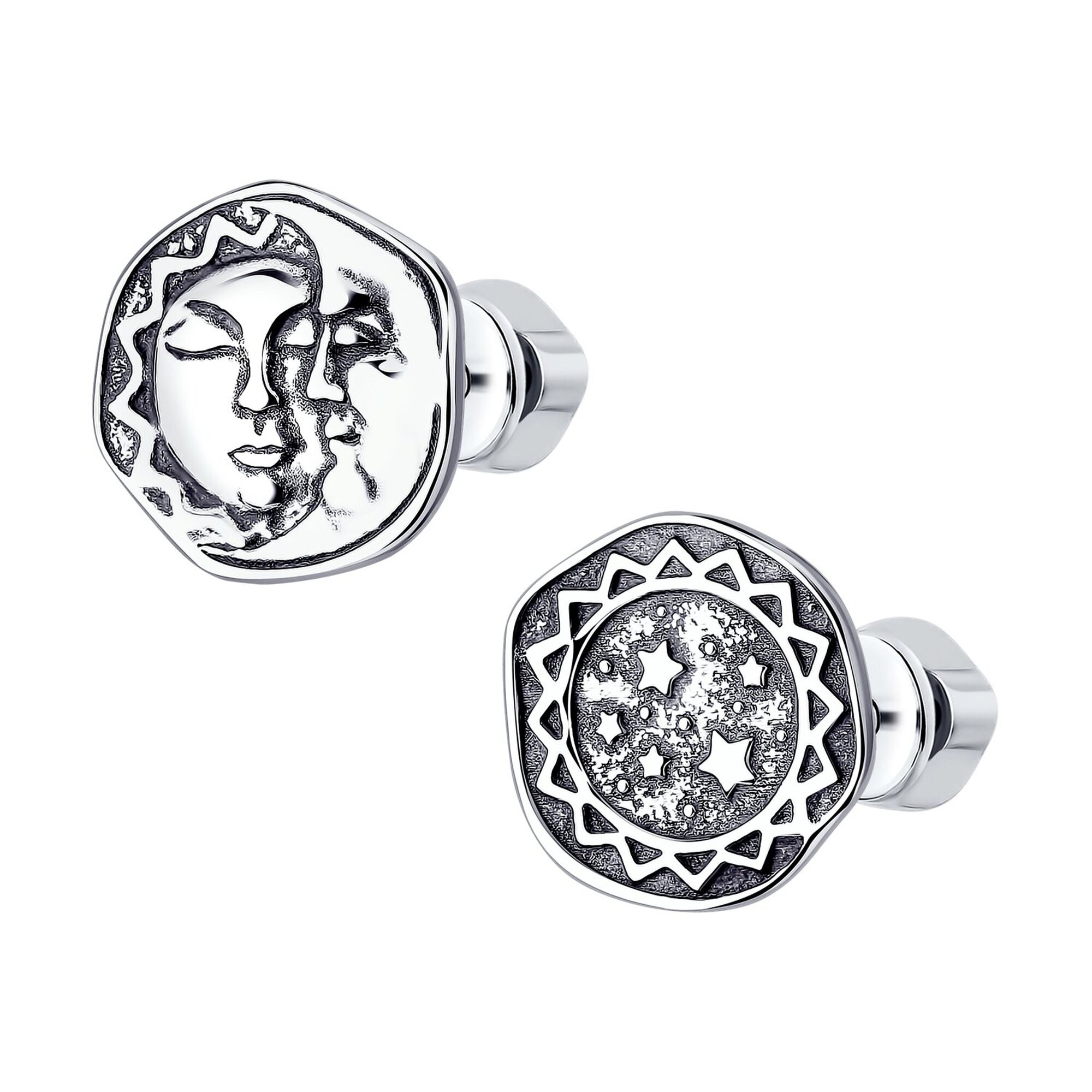 Серьги пусеты, серебро, 925 проба, чернение