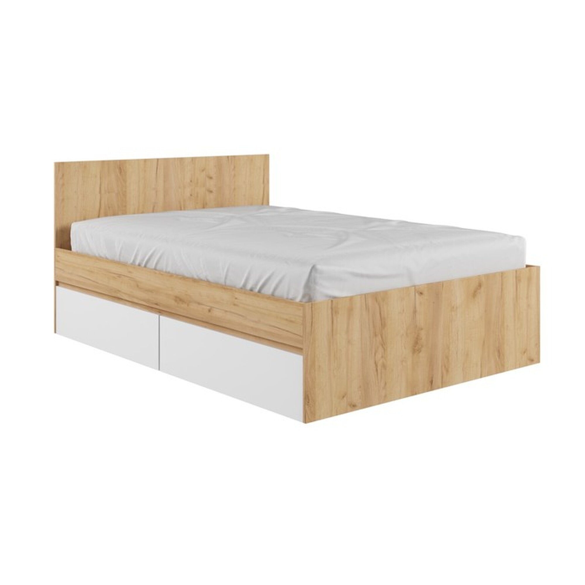 Кровать «Мадера», с ящиками и основанием, спальное место 1600×2000 мм, дуб крафт золотой/белый