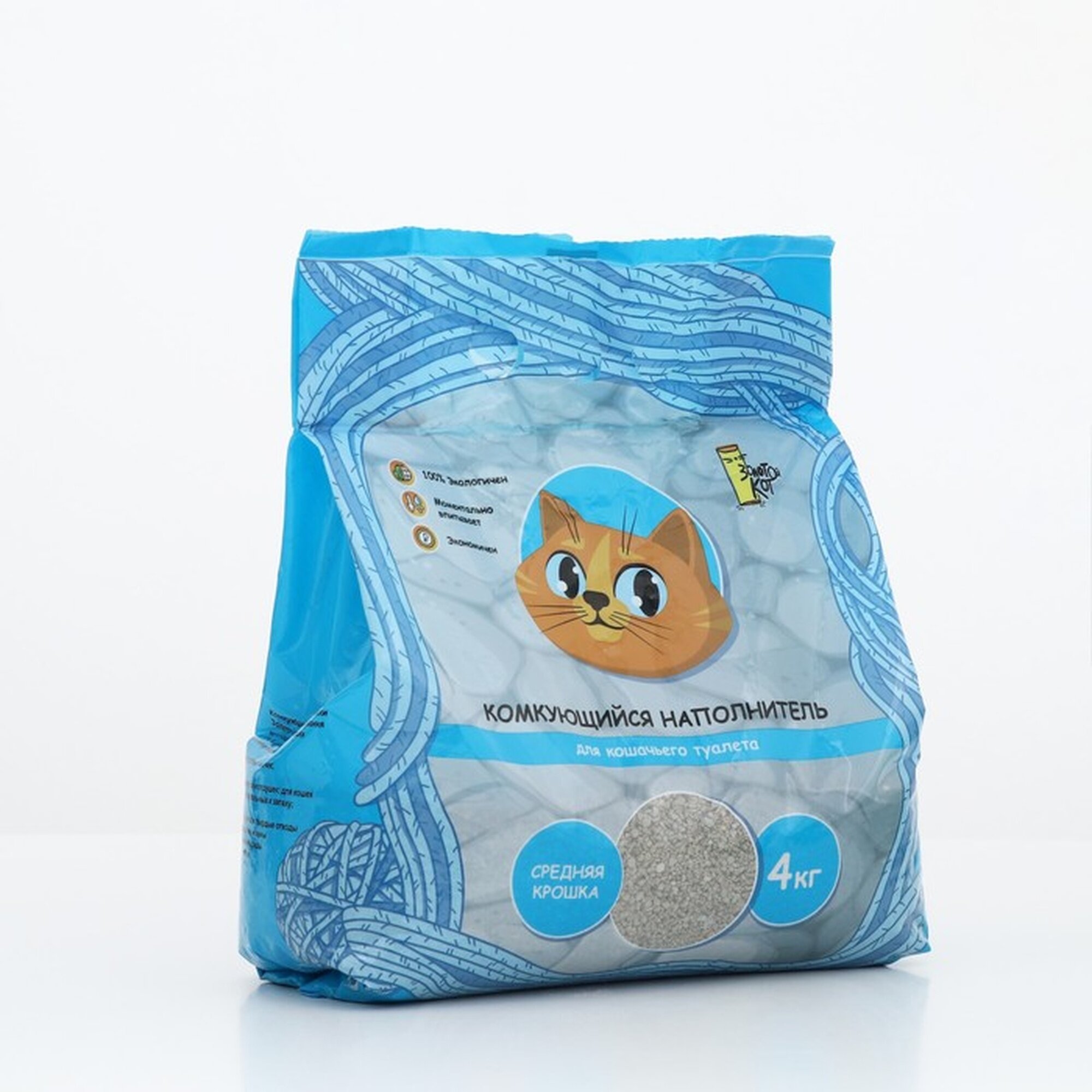 Наполнитель Золотой Кот, минеральный, комкующийся, контроль запаха, 5л