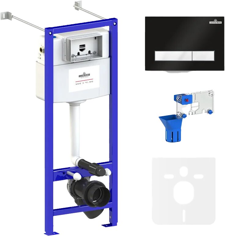 Инсталляция с кнопкой Lavinia Boho RelFix 77020057 42, 5 см, крепление к стене/к полу, кнопка для унитаза белая, матовая