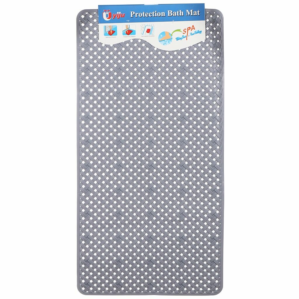 Коврик для ванны противоскользящий на присосках 36х69 см, серый