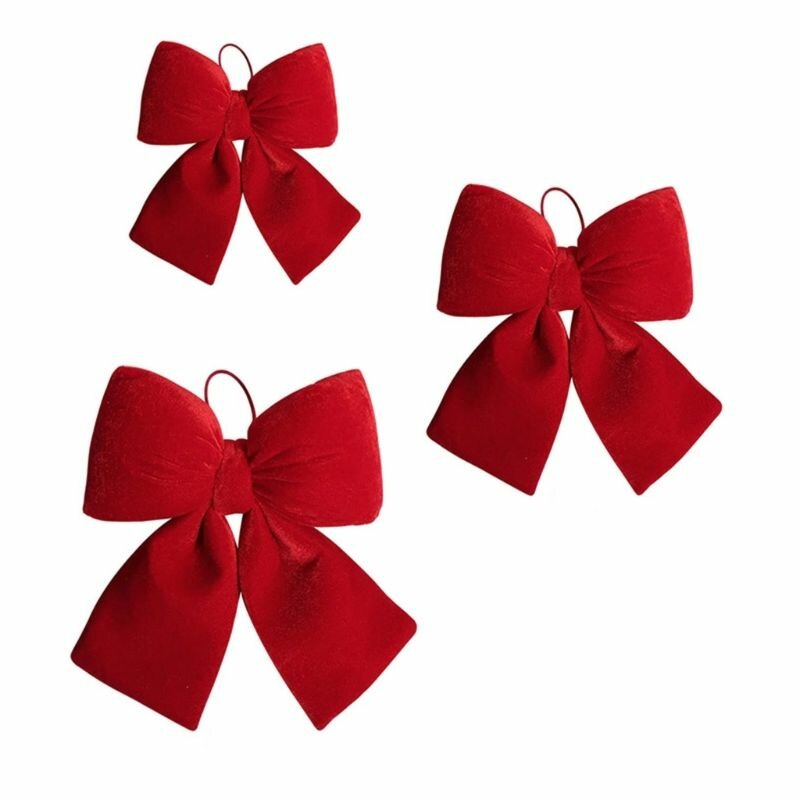 1 комплект из 3 бантиков красной бархатной ткани-красный