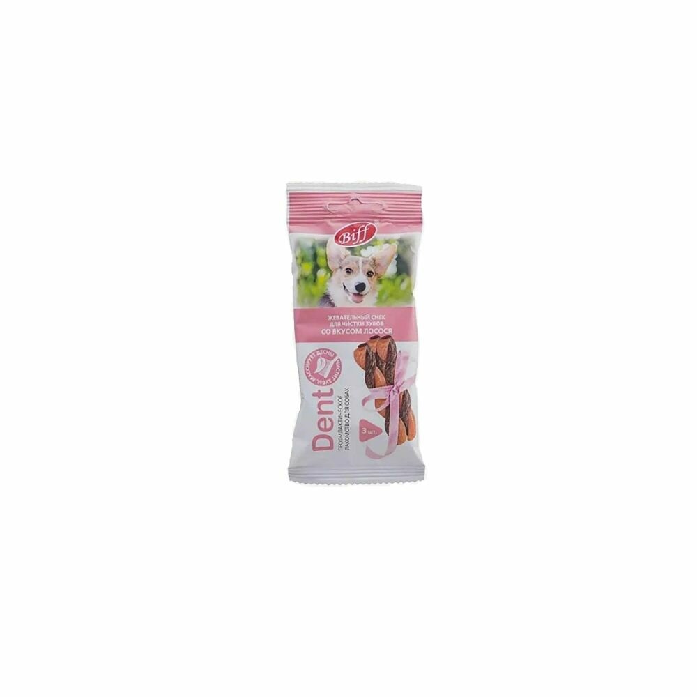 Biff Dent Лакомство для собак снек, со вкусом лосося, 40 г