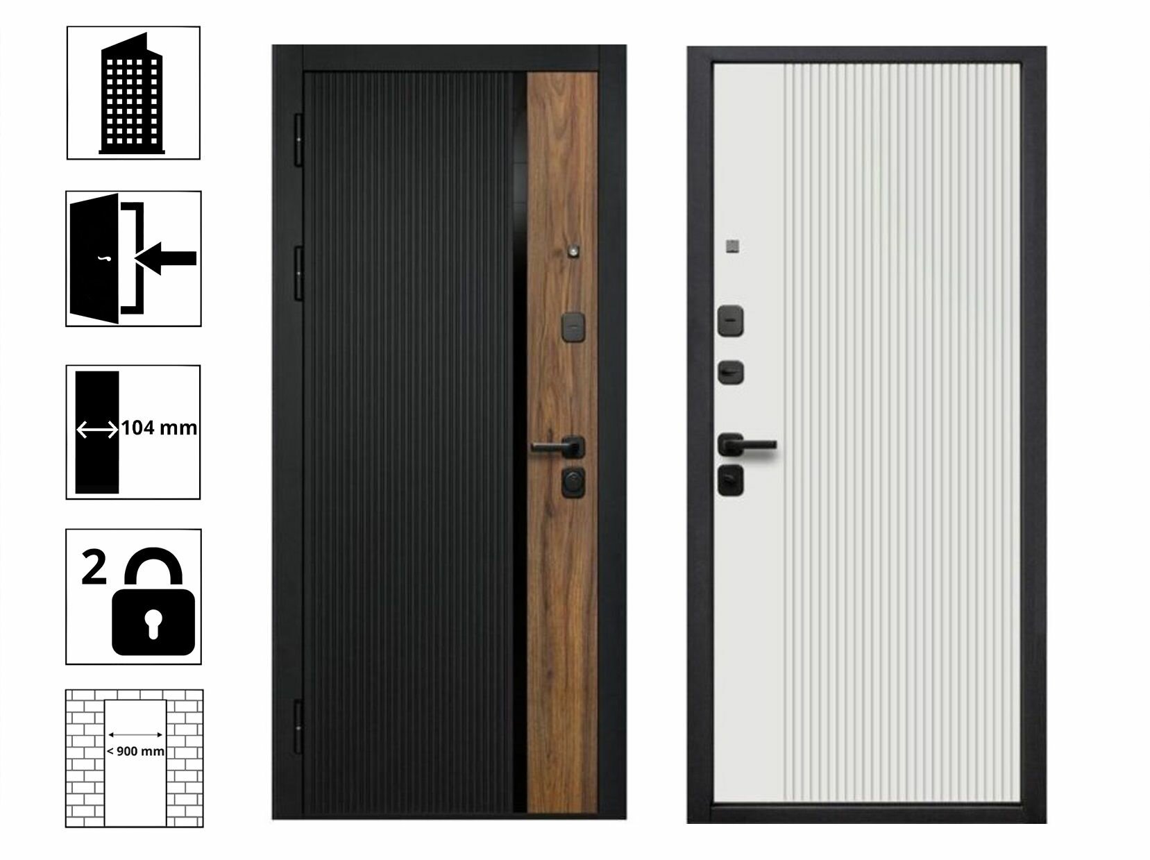 Дверь Кантри 9 см Эмалит белый МДФ/МДФ 860L для входной группы и квартиры