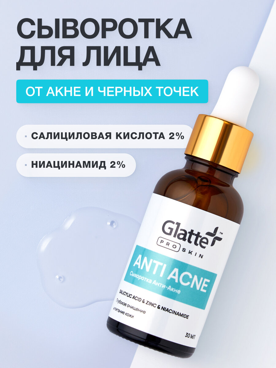Сыворотка для лица Glatte Anti acne от прыщей и акне