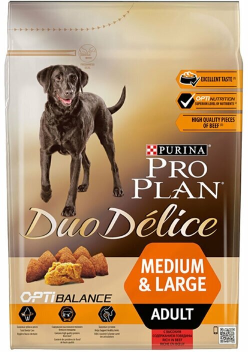 Сухой корм Purina Pro Plan DUO DELICE для взрослых собак говядина с рисом 10kg