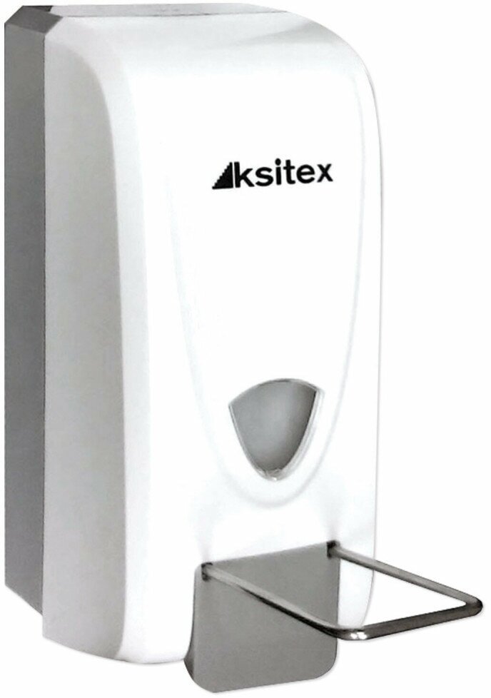 Диспенсер локтевой для жидкого мыла и антисептика наливной, 1 л, белый, KSITEX, ES-1000