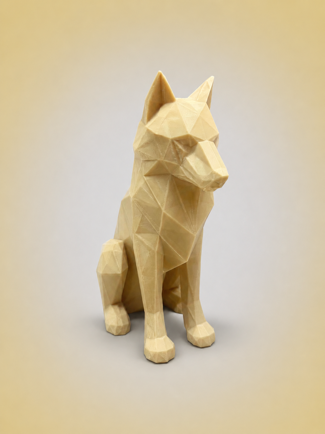 Интерьерная полигональная фигурка Волк из ABS, бежевая, 3D-печать