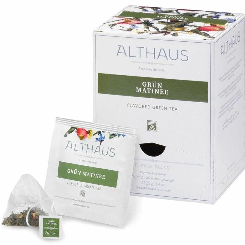 Althaus Чай в пакетиках Grun Matinee Pyra-Pack, 15 пакетиков