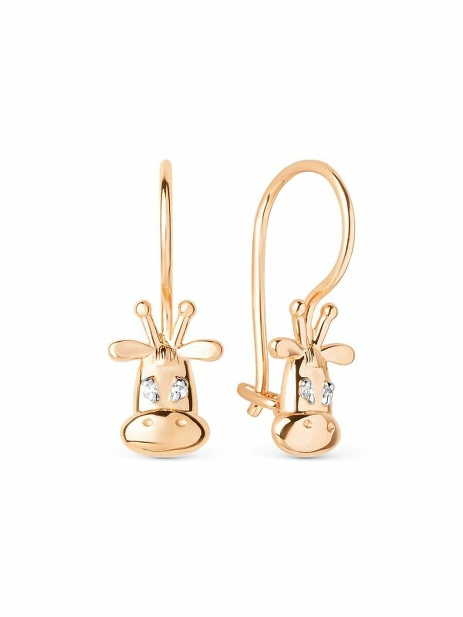 Серьги, красное золото, 585 проба, фианит