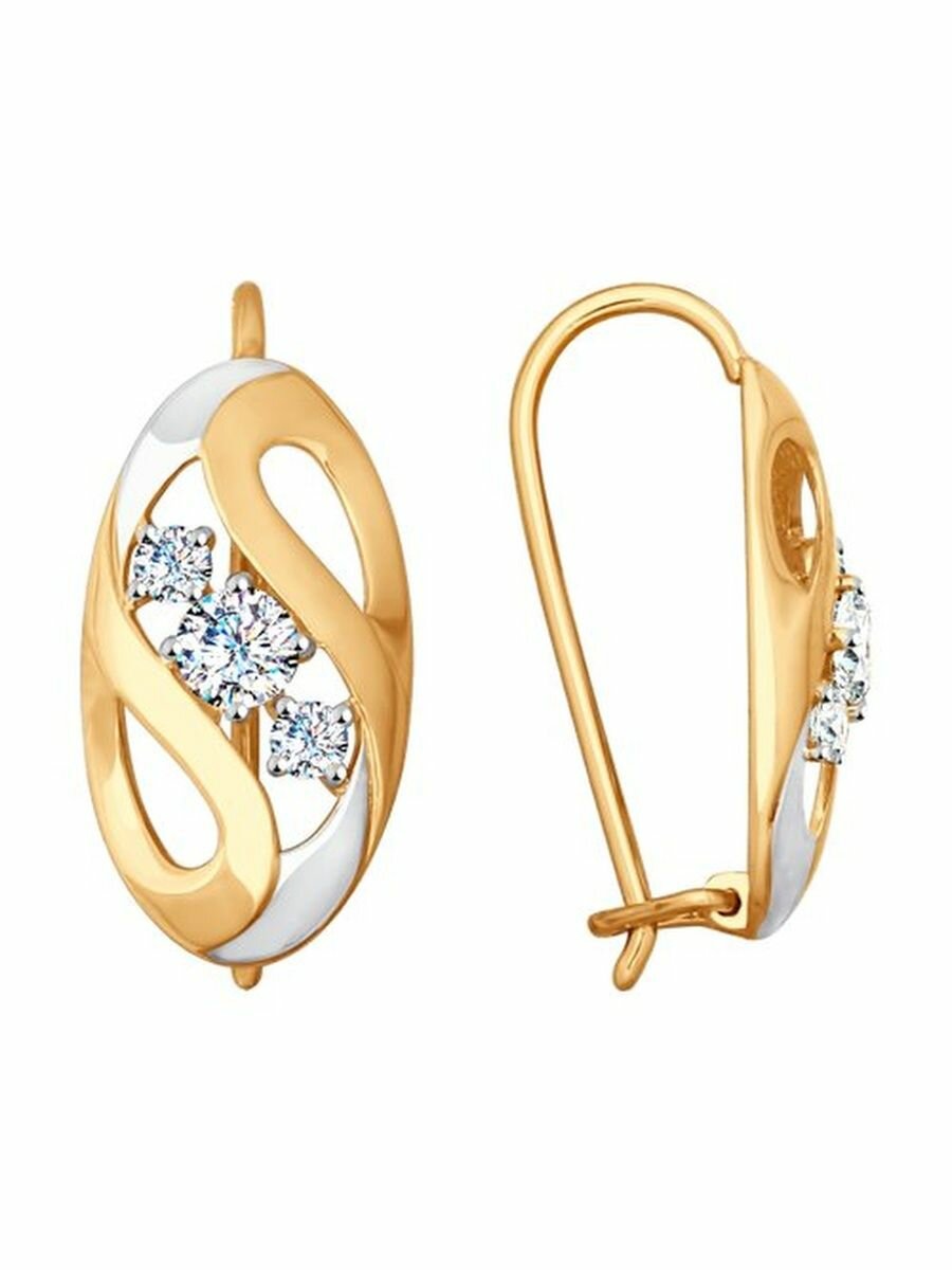 Серьги, красное золото, 375 проба, фианит