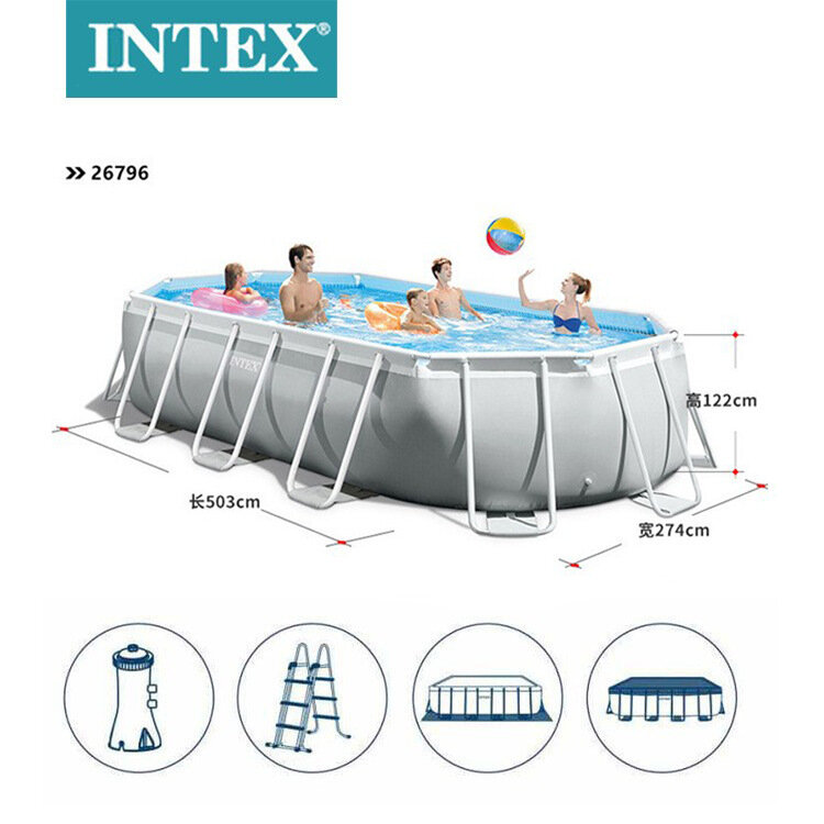 Прямоугольный каркасный бассейн INTEX для взрослых, семейный бассейн, большой уличный детский бассейн, надувной бассейн.