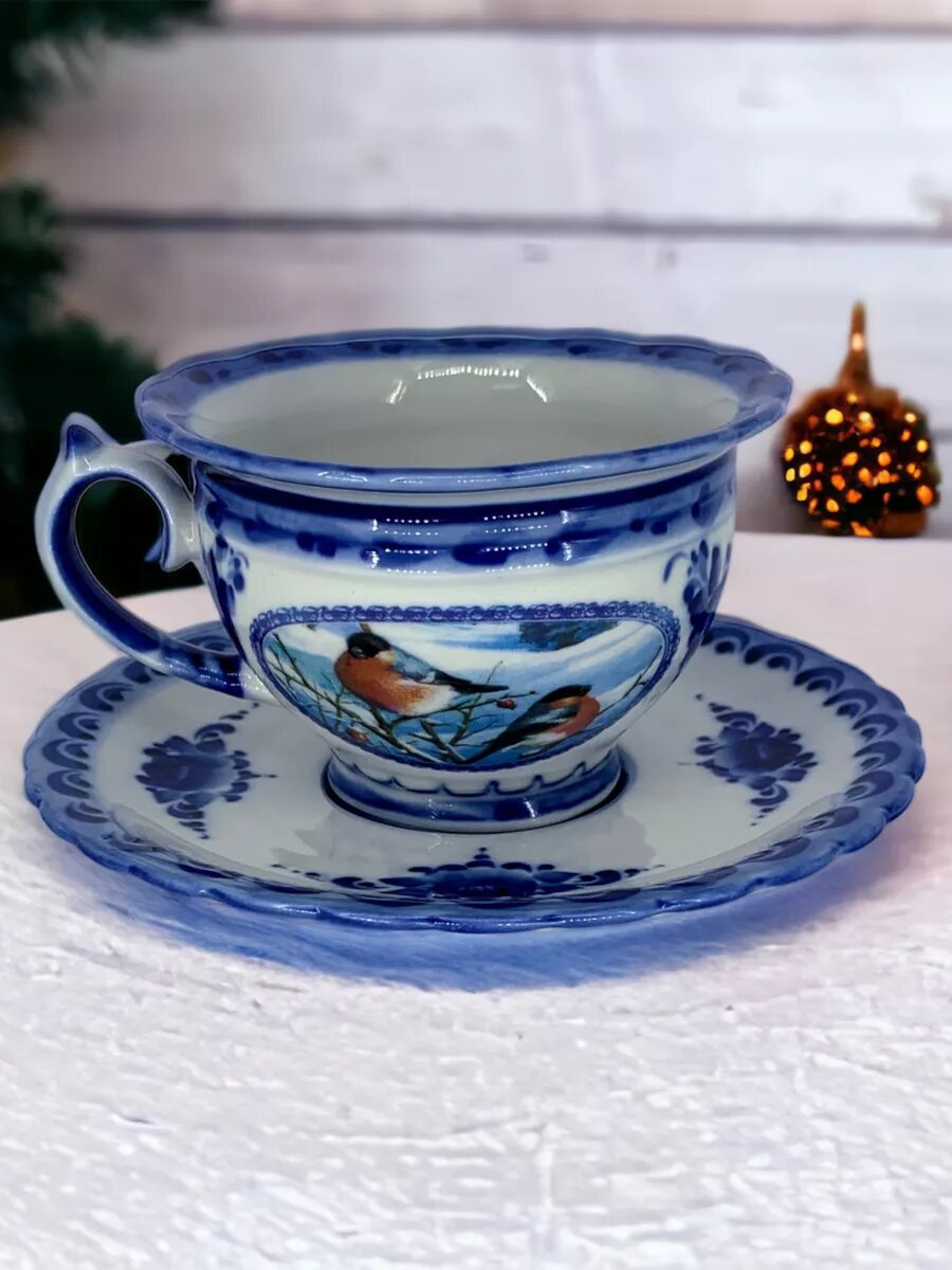 Чайная пара "Снегири" 250 мл