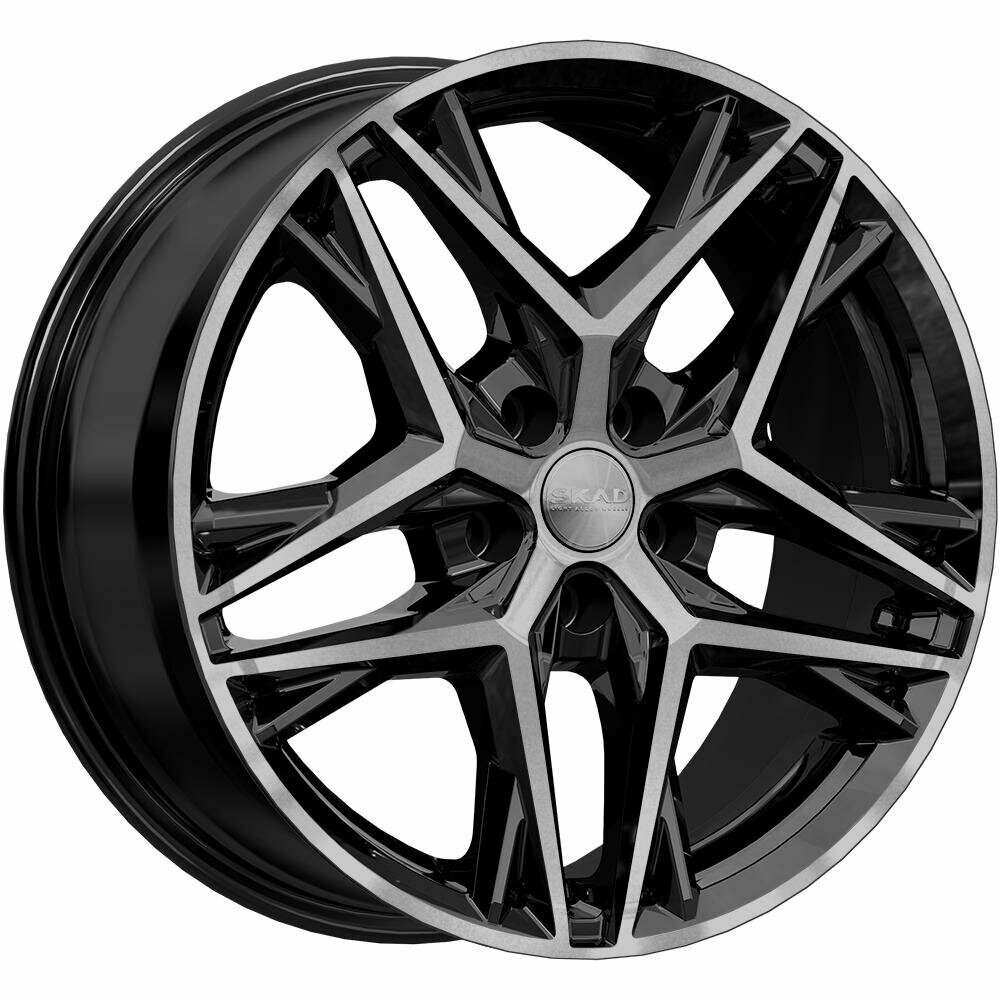 Диск автомобильный литой СКАД Челси 18x8 5x130 et43 dia84.1 Чёрный матовый с полированной лицевой частью