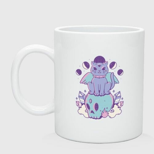 Кот с крыльями в готическом стиле Кружка