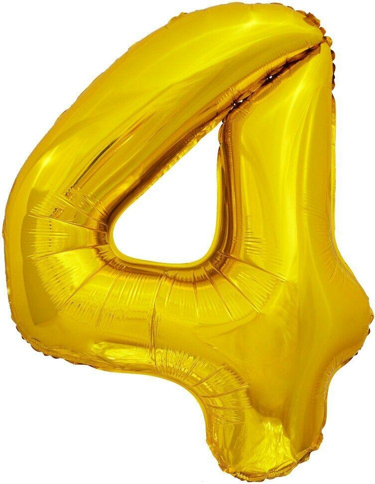 Шар (34'/86 см) Цифра, 4 ЭКО, Золото, 1 шт. в упак.