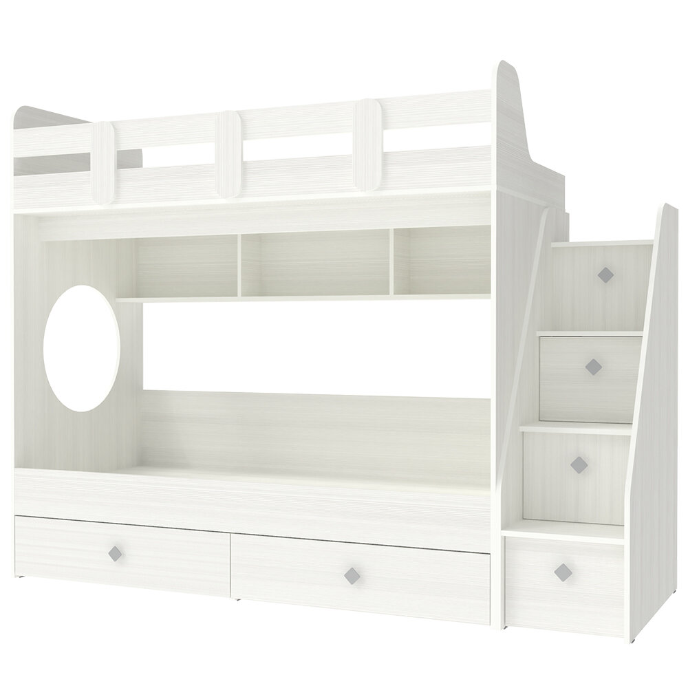 Двухъярусная кровать Фортуна-2 80x180 Белое Дерево Белое Дерево