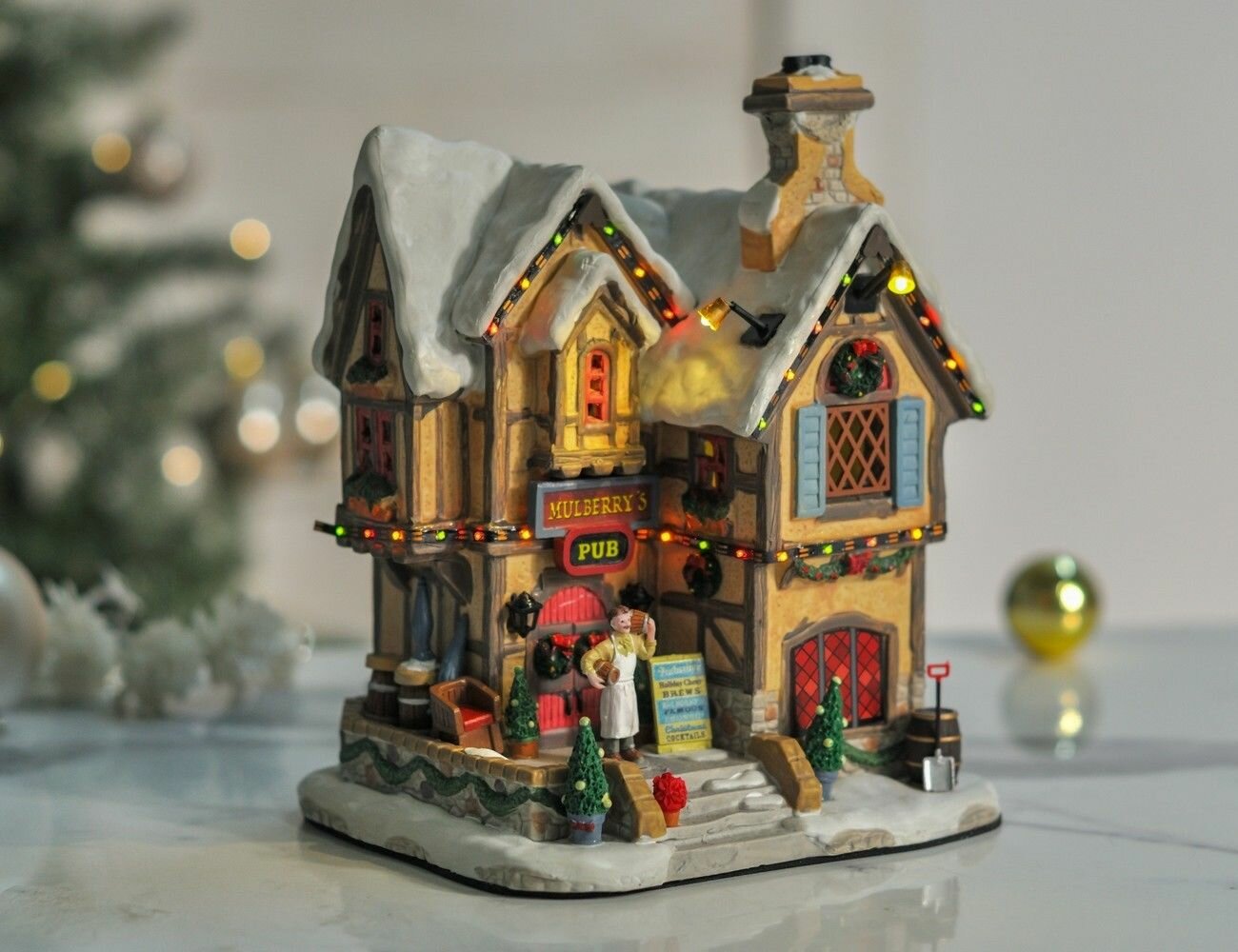Паб Малберри, керамика, подсветка, 20х16х14 см, Лемакс (Lemax) 95469-lemax