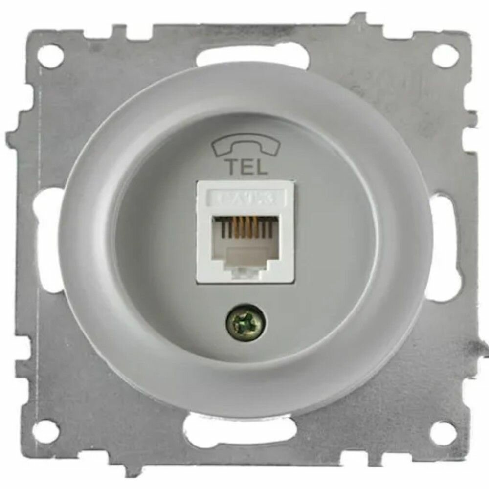 Розетка телефонная OneKeyElectro 1xRJ11, цвет серый