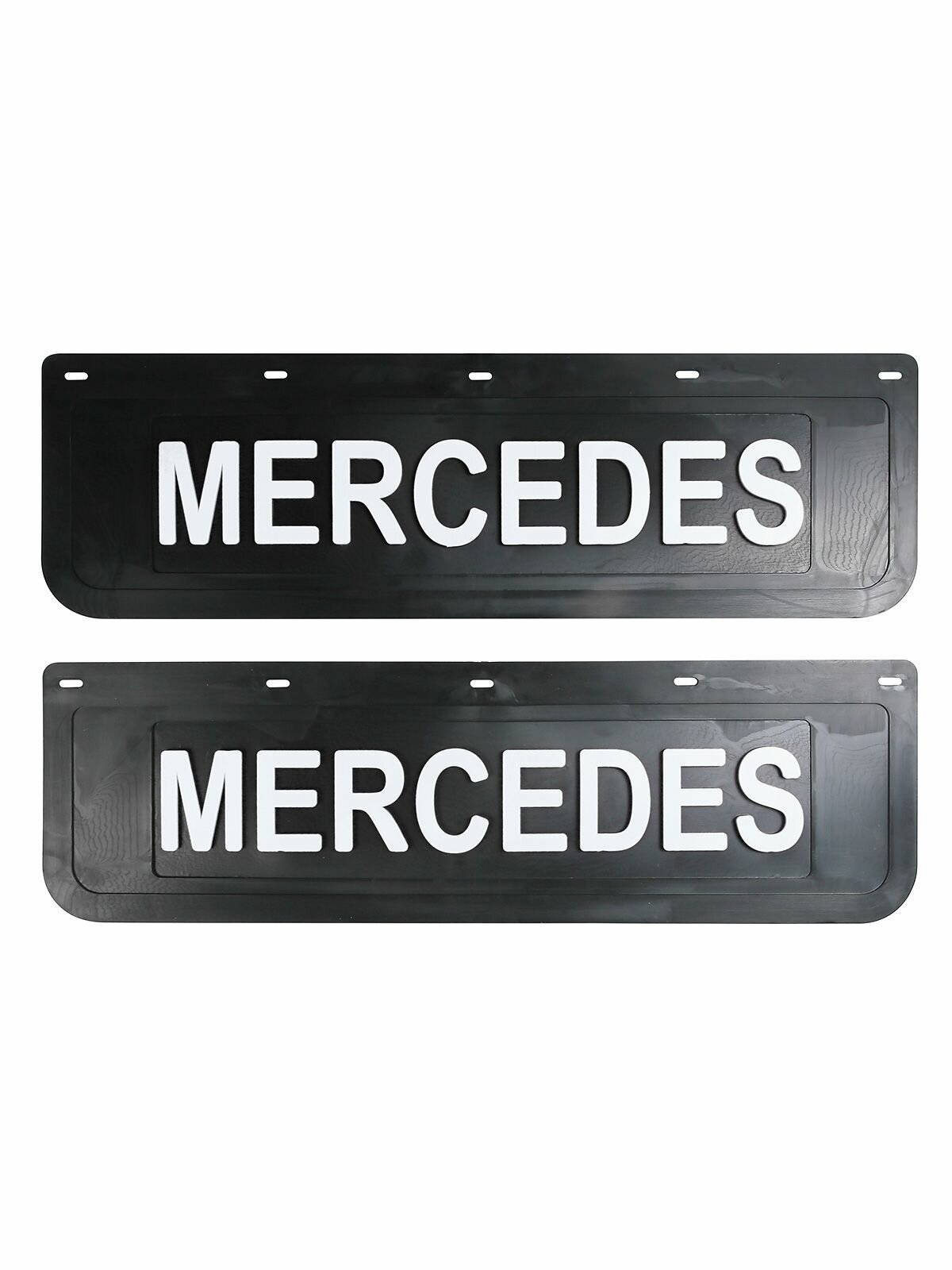 Брызговики чёрные на передний бампер 600x180 мм. Резина (LUX). для грузовиков MERCEDES. Сделано в России. (комплект - 2 штуки) (25990)