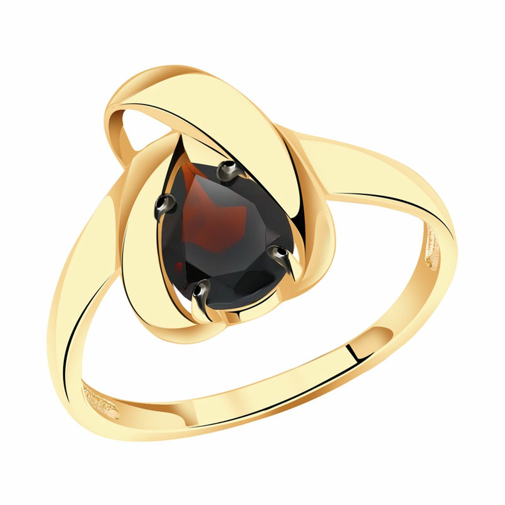 Кольцо, красное золото, 585 проба, гранат