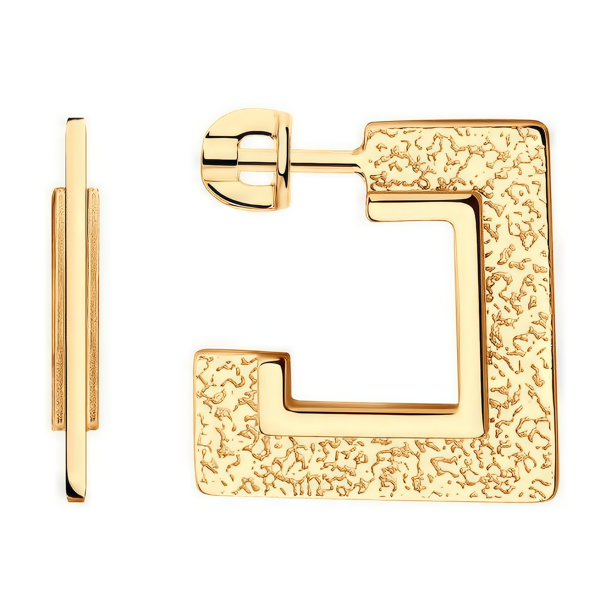 Серьги пусеты, серебро, 925 проба, золочение