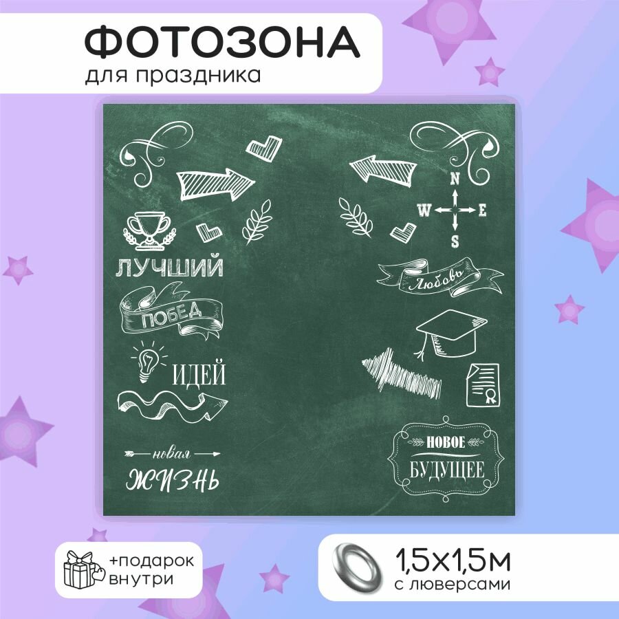 Фотозона баннер Школьная доска зеленая без надписей 150х150