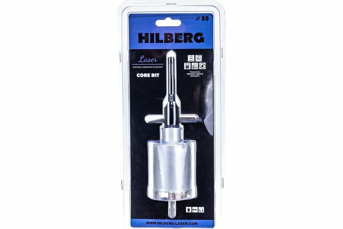 Коронка алмазная по бетону Hilberg HM250 Laser 50 мм для строительных работ и сверления