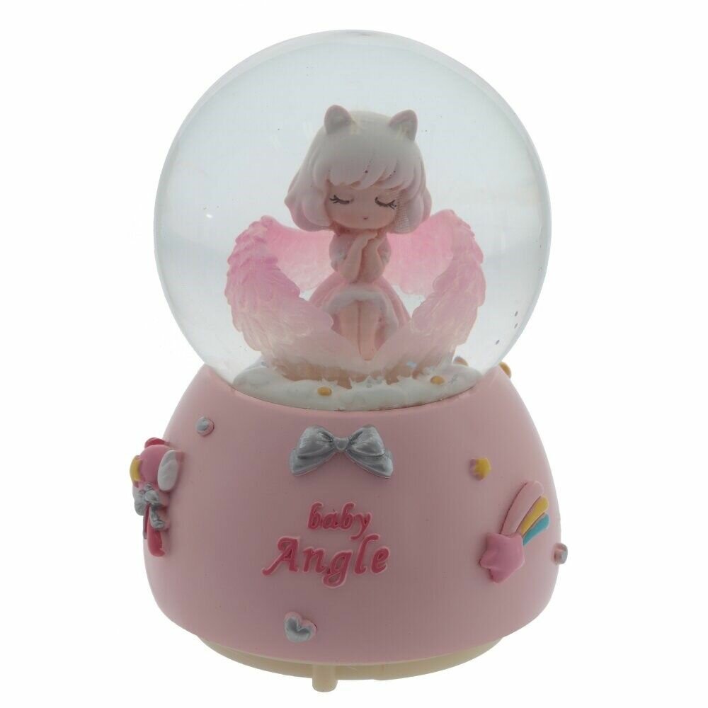 Фигурка "Ангел" в стеклянном шаре с музыкой и подсветкой, D8 см, 9х9х12 см