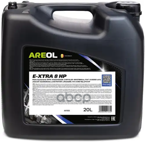 AREOL E -XTRA 8 HP (20L) жидк. гидравл. для АКПП! синт, зелен, аналог Febi 39095ZF 8 HP, BMW 83222152426 AREOL арт. AR155