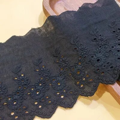 HYZELY хлопчатобумажная ткань с кружевом 11 см Темно-синий, Black