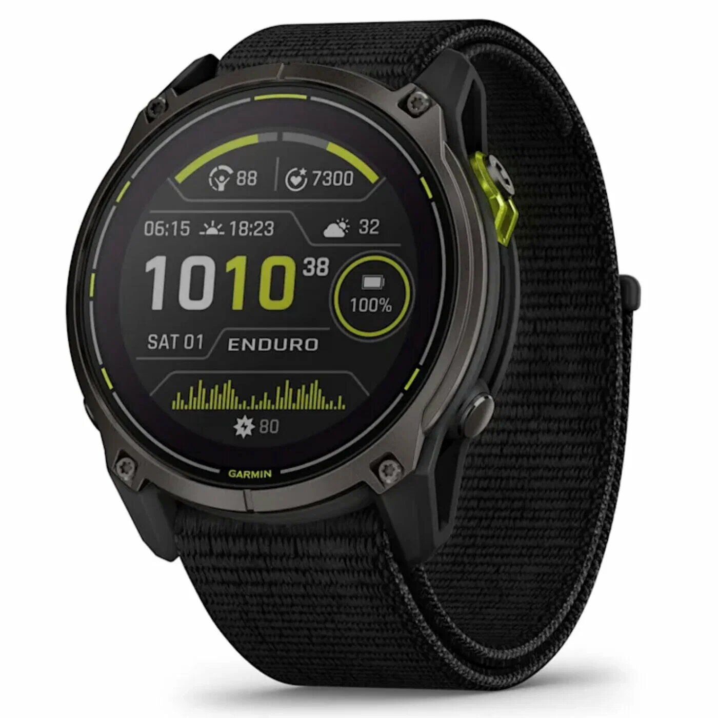 Смарт часы Garmin Enduro 3, с черным титановым безелем DLC, черным нейлоновым ремешком