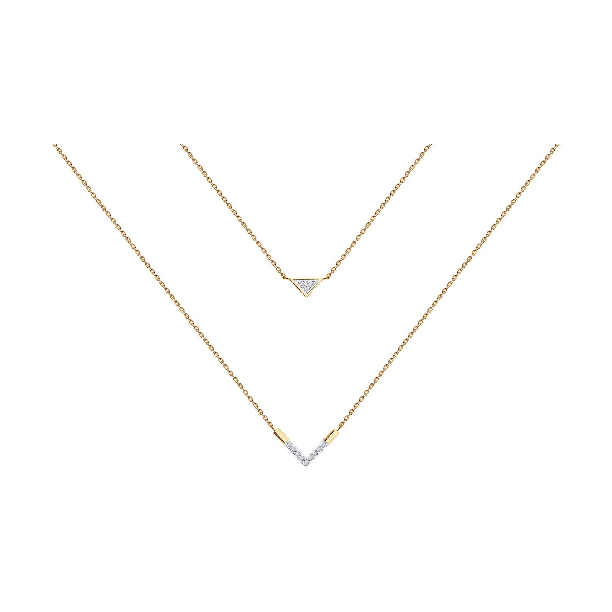 Колье, красное золото, 585 проба, бриллиант