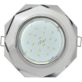 Ecola GX53 H4 5312 Glass Светильник встраиваемый Стекло 8-угольник с прямыми гранями хром - хром зеркальный