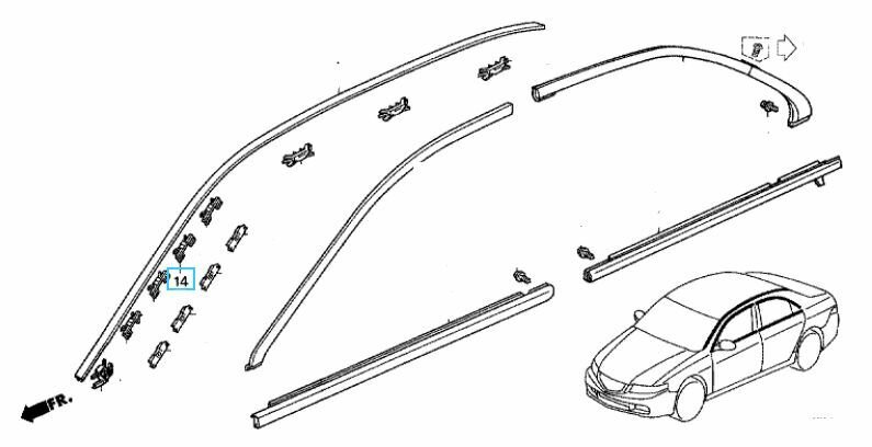 Фиксатор B, прав. Сторона ветрового стекла (светло-синий) (Оригинал)