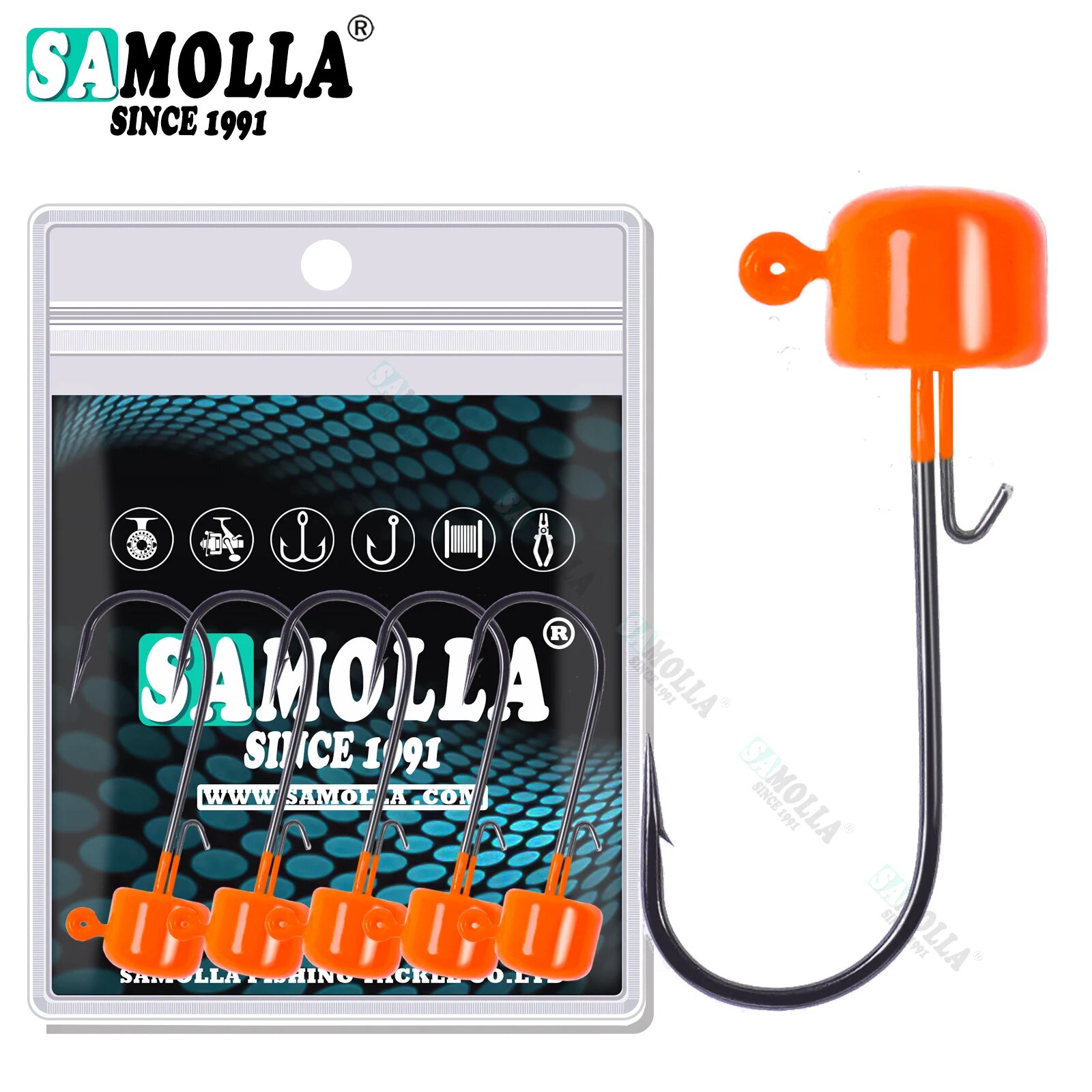 Крючки для мормышек SAMOLLA высокоуглеродистая сталь 1,6-5,8 г Оранжевый, 3.0g, 5pcs