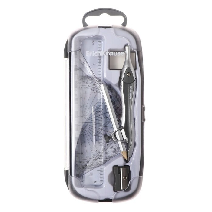 Готовальня Erich Krause "Classic", 7 предметов, пенал, серый