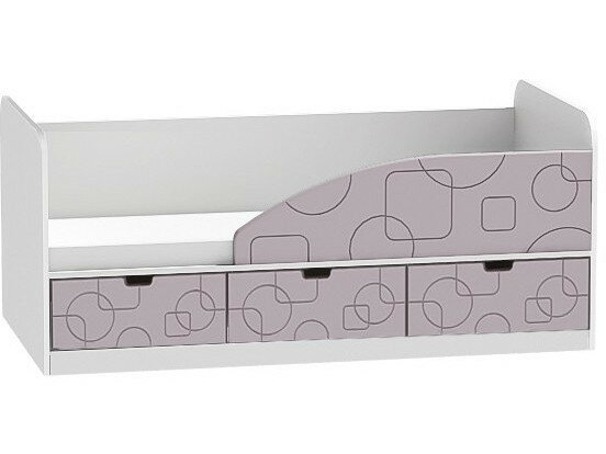 Кровать с выдвижными ящиками, 80х160 фрезеровка Квадрат (Ирис/Белый/Правый)