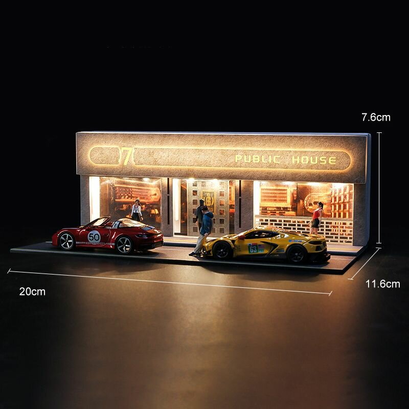 Реальный 1:64 миниатюрный Макдональдс, круглосуточный магазин 711, модель сцены здания супермаркета, уличная сцена на автостоянке