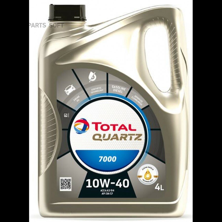Масло моторное TOTAL QUARTZ 7000 10W40 4л от официального дистрибьютора, TOTALENERGIES, артикул 11020501
