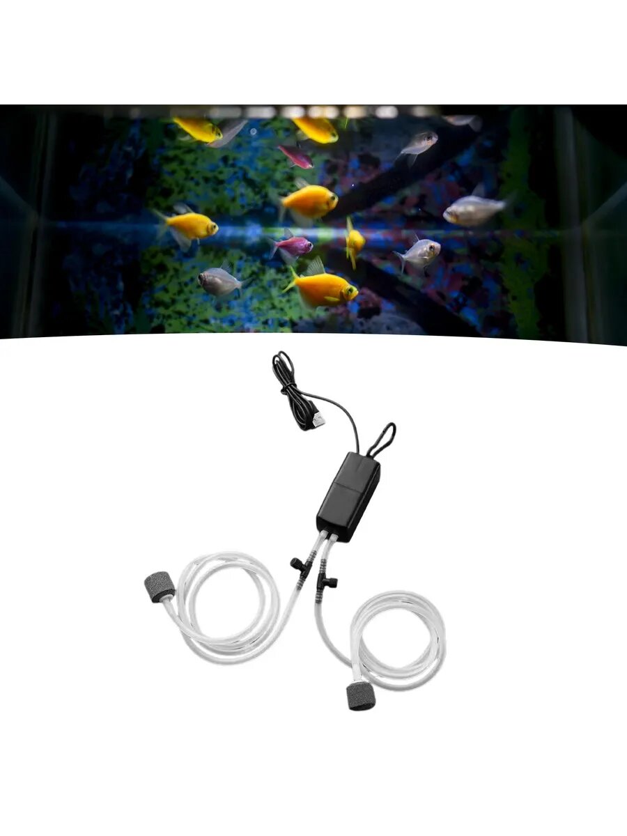 USB насос кислорода для аквариума портативный бесшумный