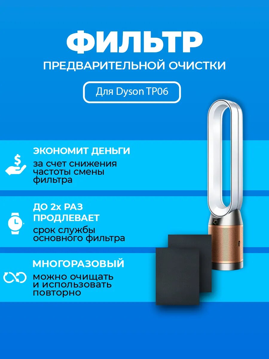 Фильтр для очистителя воздуха Dyson TP06 + 970341-01 многоразовый 2 шт
