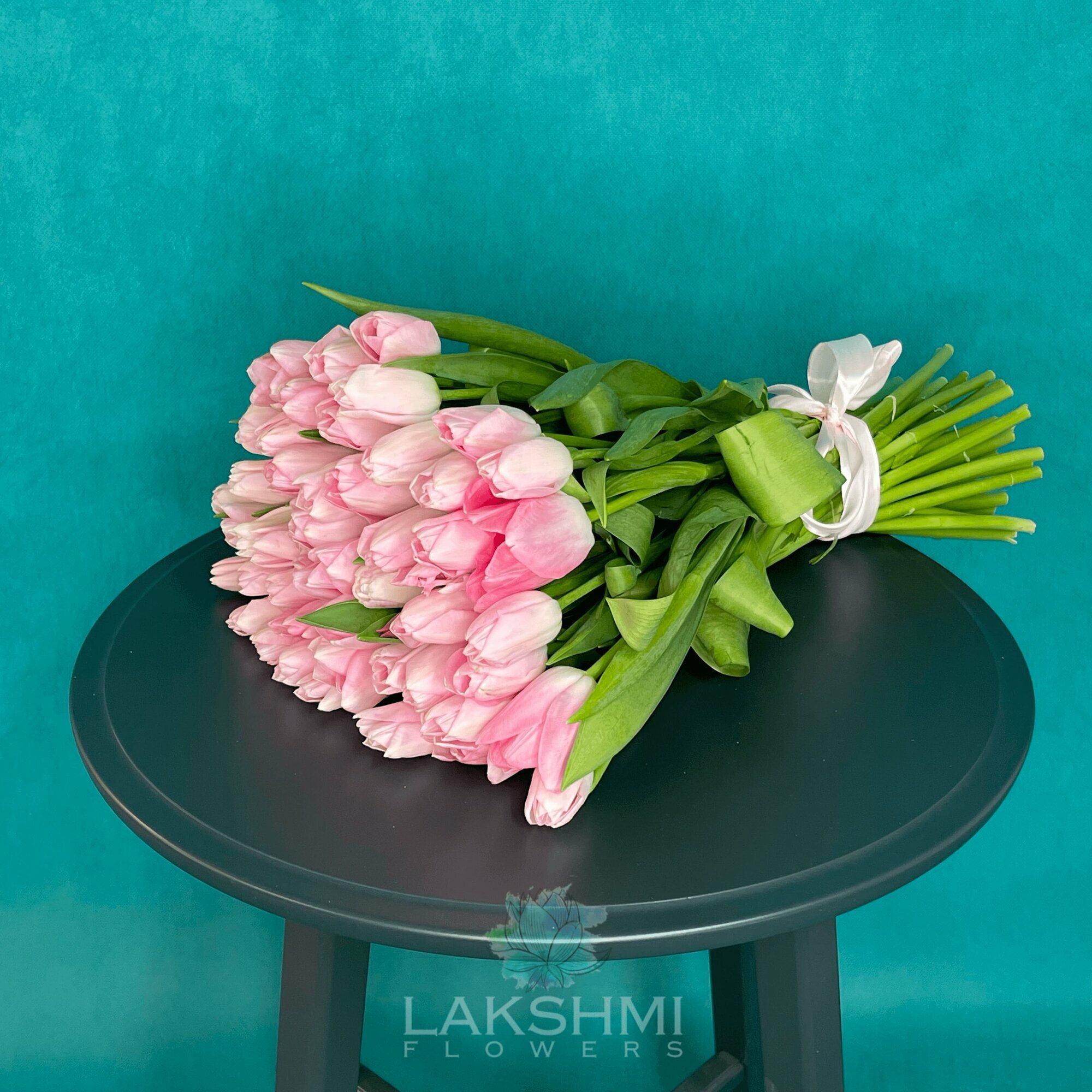 51 розовый тюльпан / Букет из 51 розового тюльпана под ленту