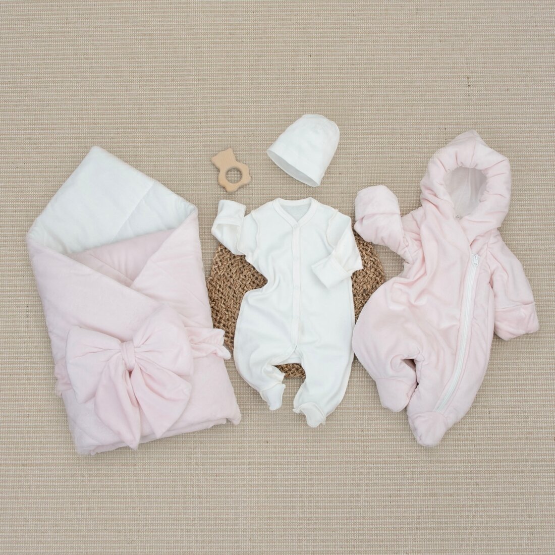 Комплект на выписку 5 предметов "Классика", демисезонный, розовый