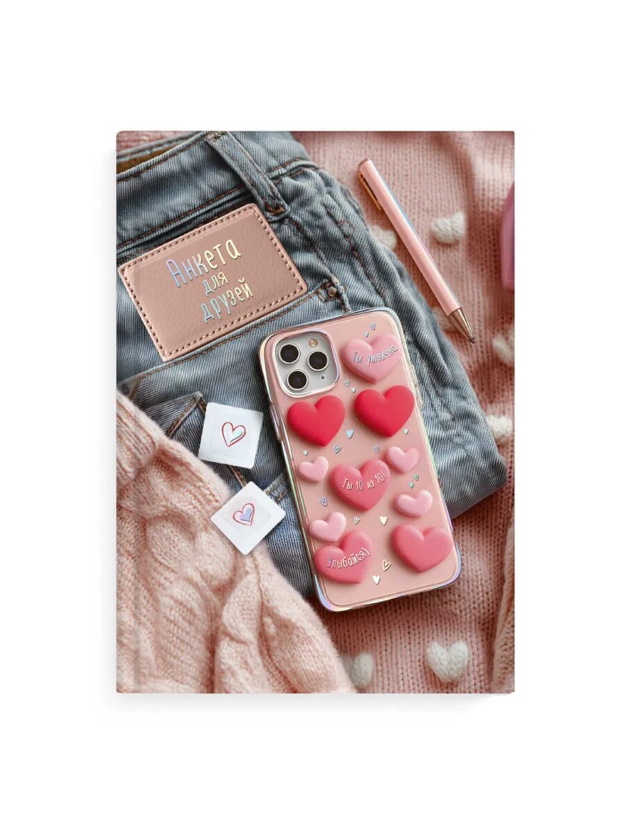 Анкета для друзей арт. 72285 телефон С сердечками / А5 (145