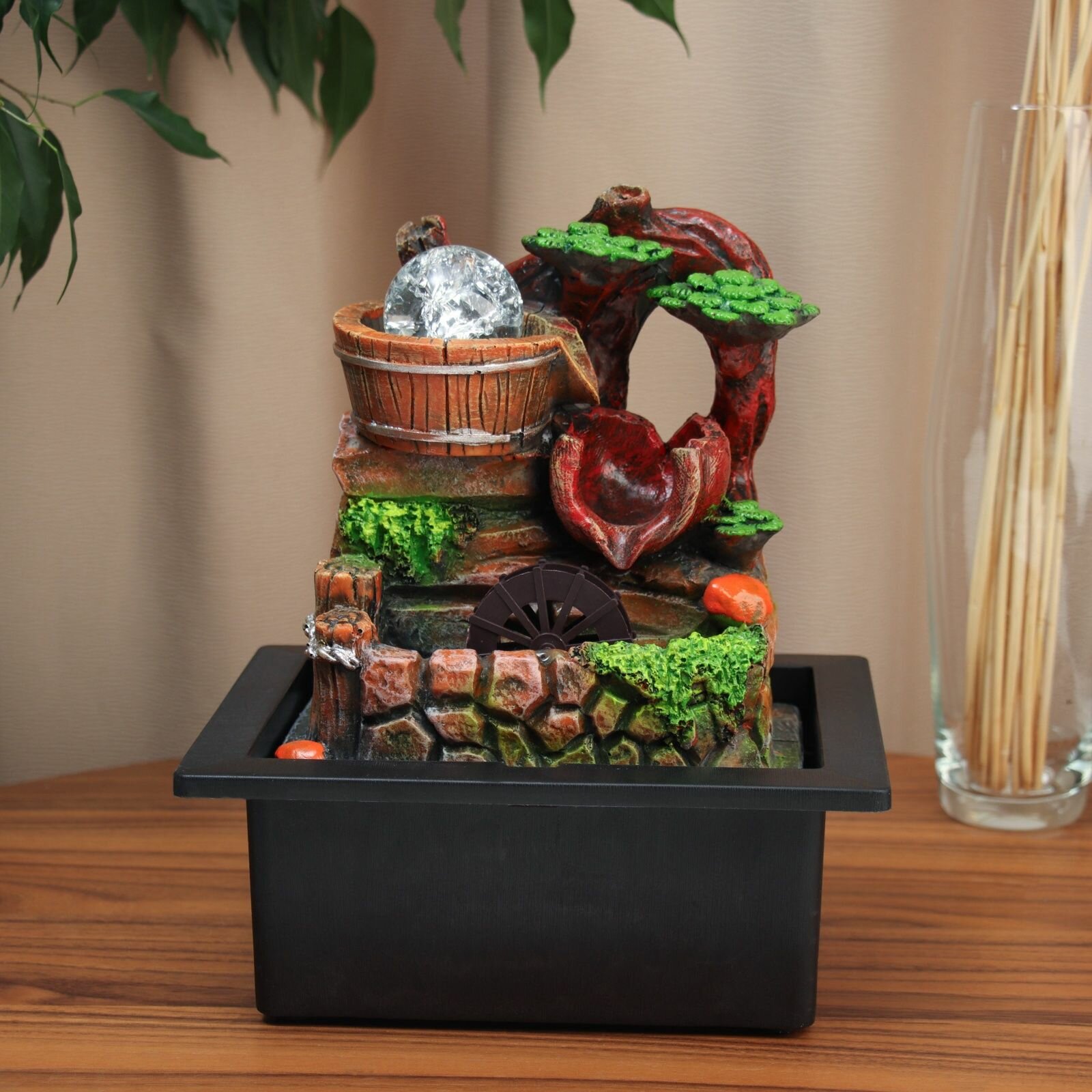 Фонтан настольный Водопад из бочек под деревом , 28 23 см, с подсветкой