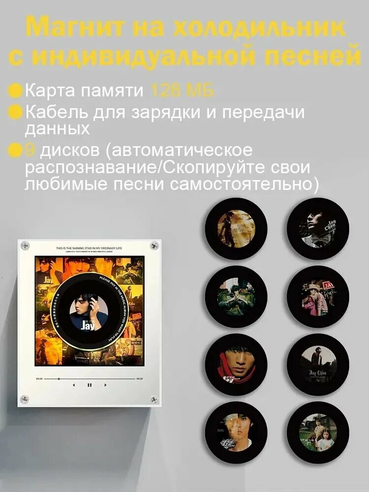 Магнит на холодильник с 9 дисками и индивидуальной песней
