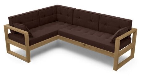 Диван угловой левый DEmoku Экокожа Д-4 ЭШ-С (цвет экокожи: шоколад, цвет дерева: холодный серый)