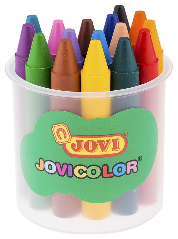 Карандаши восковые, 16цв, круглые, с точилкой, в стакане, 980/16