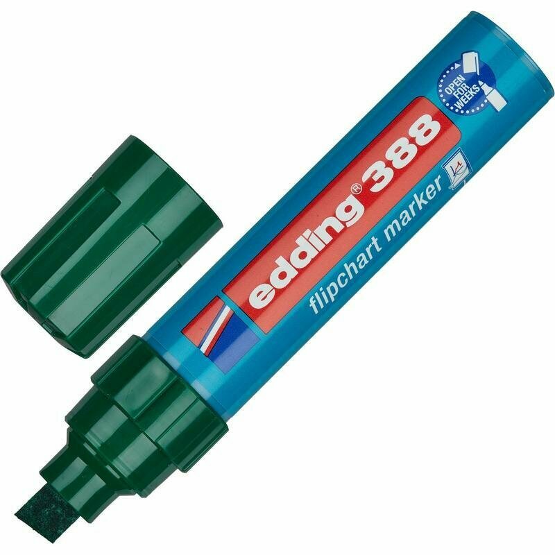 Маркер для бумаги для флипчартов Edding E-388/004 зеленый (толщина линии 4-12 мм) скошенный наконечник